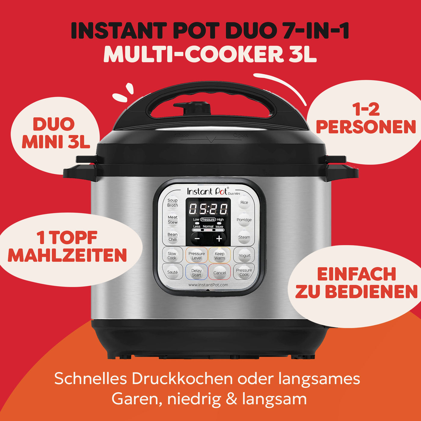 Instant Pot Duo Silber Multikocher 3L | Instant Pot Onlineshop